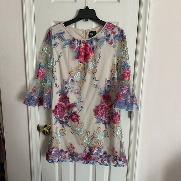 ECI | Dresses | Eci New York Womens Shanghairski Floral Embroidered ...